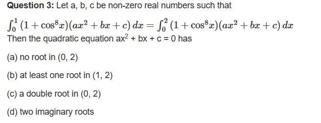 Solved ∫01(1+cos8x)(ax2+bx+c)dx=∫02(1+cos8x)(ax2+bx+c)dx | Chegg.com