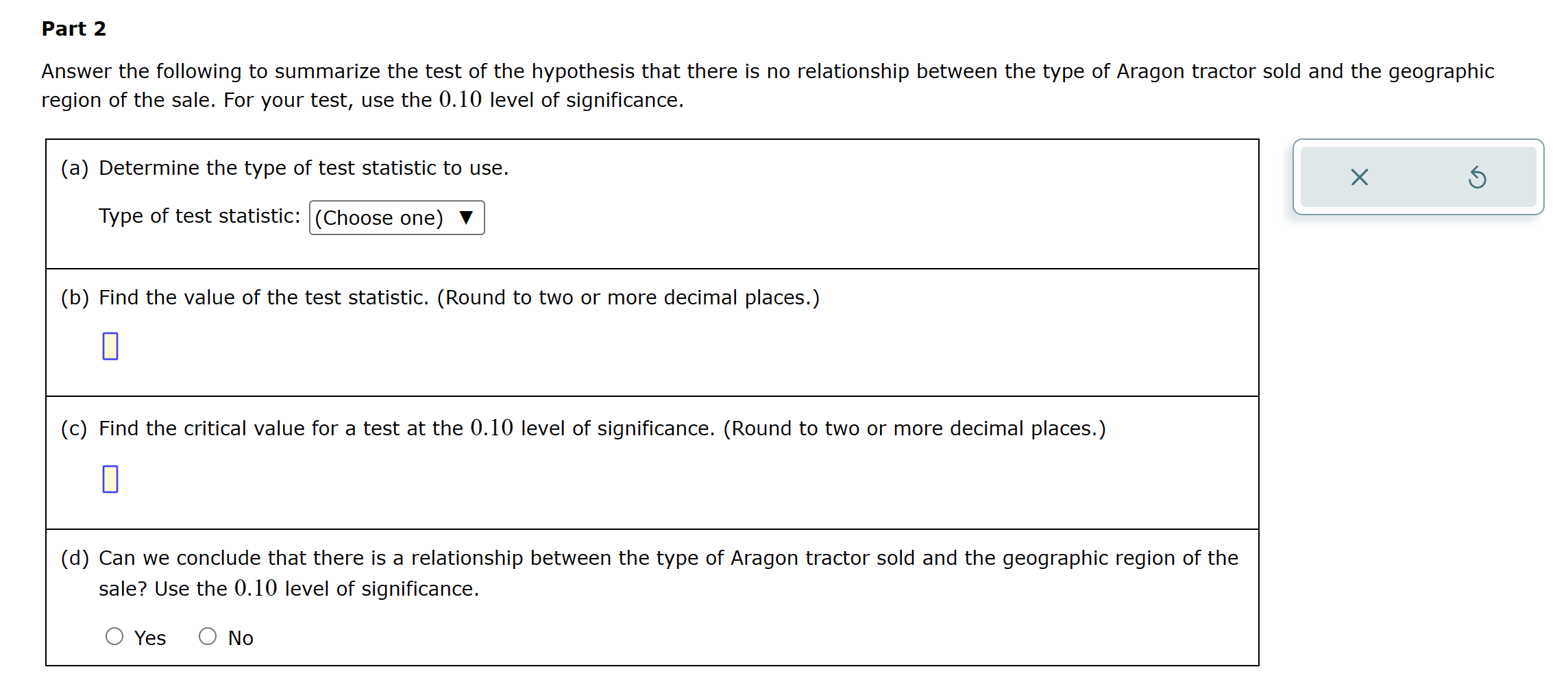 [Solved]: Fill in the missing values in the contingency t