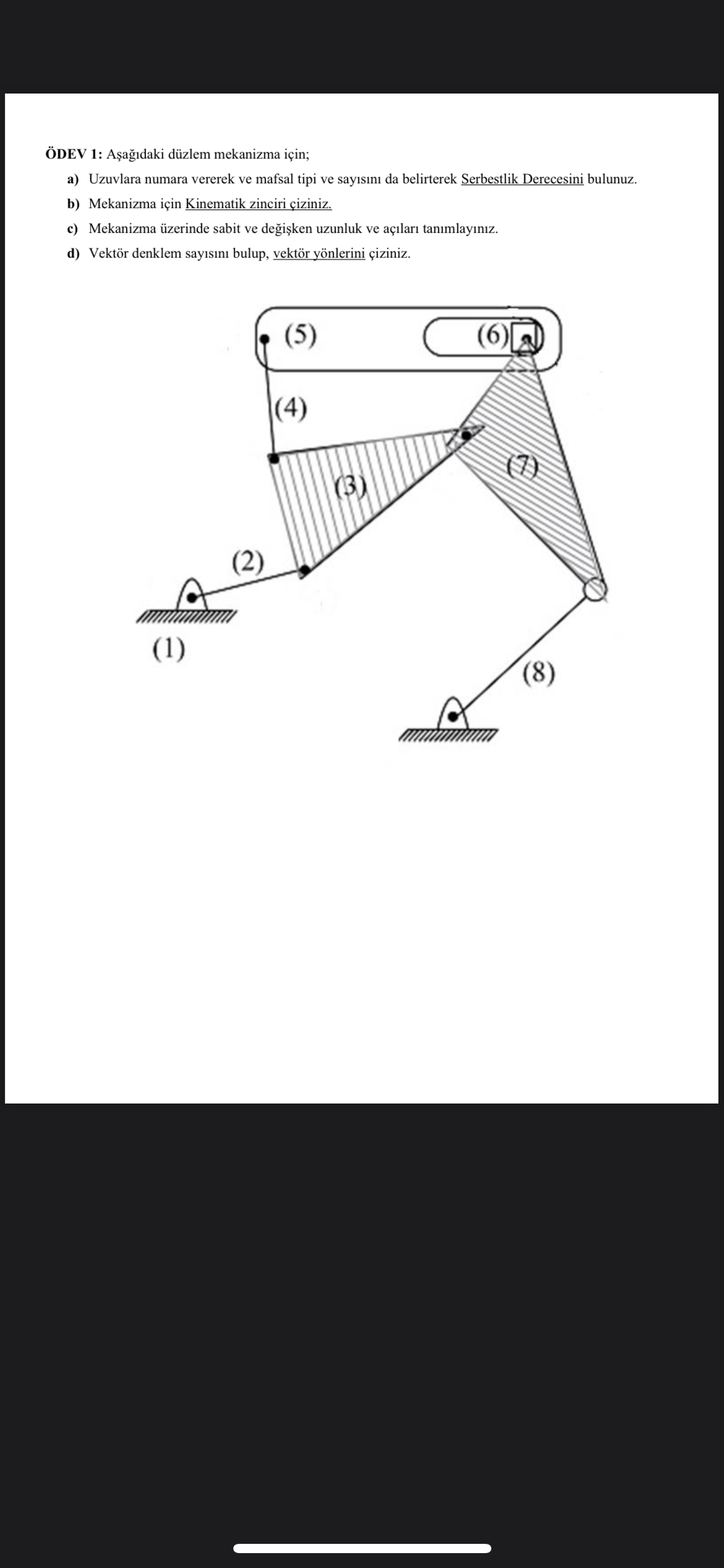 Solved TASK 1: For the following plane mechanism;a) ﻿Find | Chegg.com