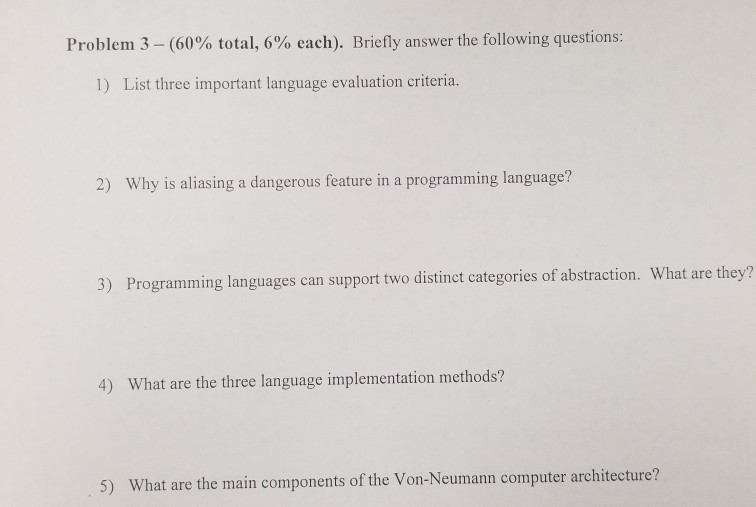 Solved Problem 3-(60% total, 6% each). Briefly answer the | Chegg.com