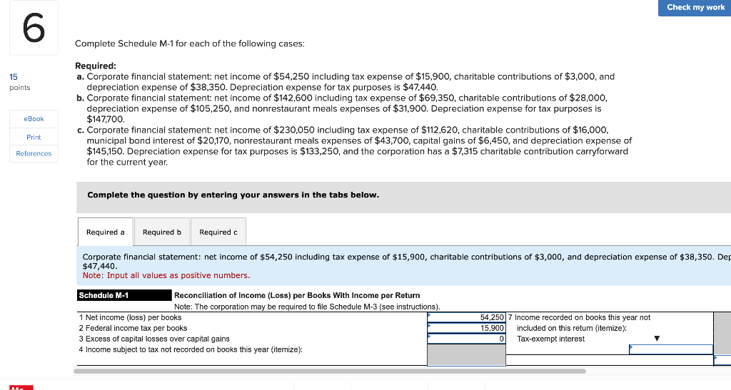 Solved Complete Schedule M-1 for each of the following | Chegg.com