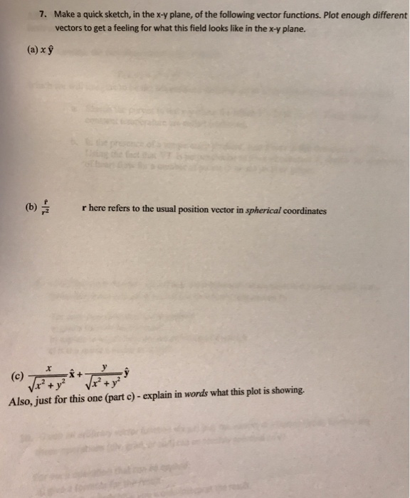 Solved 7. Make a quick sketch, in the x-y plane, of the | Chegg.com