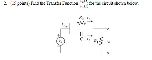 Solved Find the transfer function for the circuit shown | Chegg.com