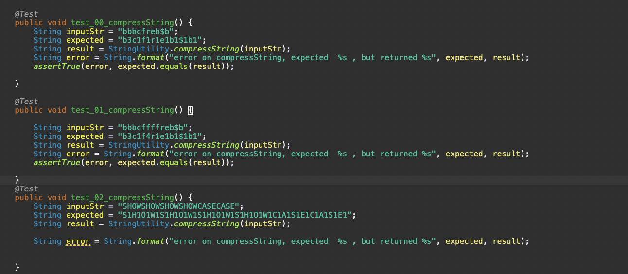 Solved @Test public void test_00_compressString() { String | Chegg.com