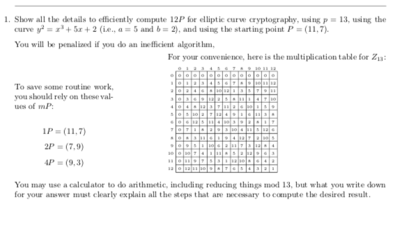 1. Show all the details to efficiently compute 12P | Chegg.com