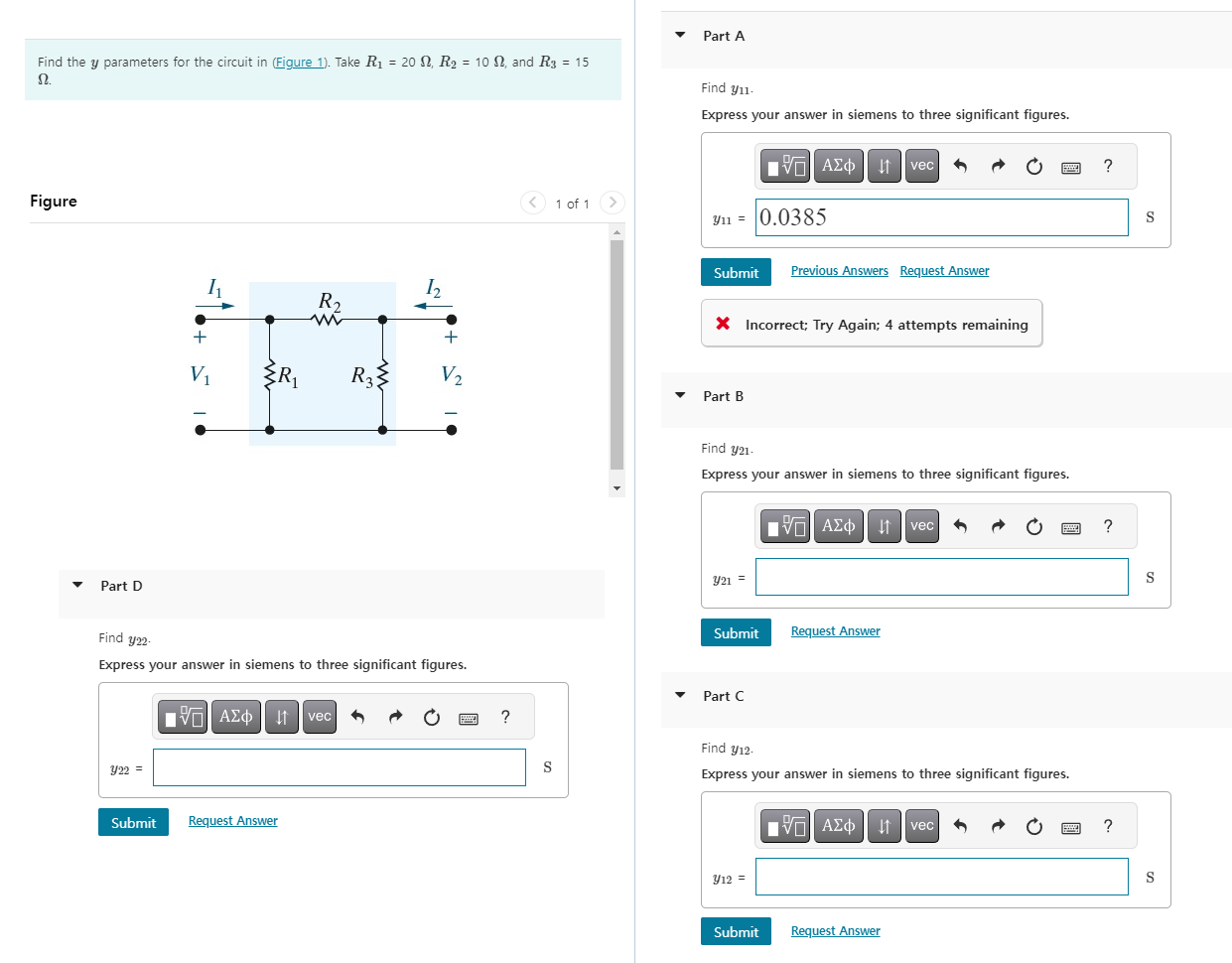Solved Find the y parameters for the circuit in (Figure 1). | Chegg.com