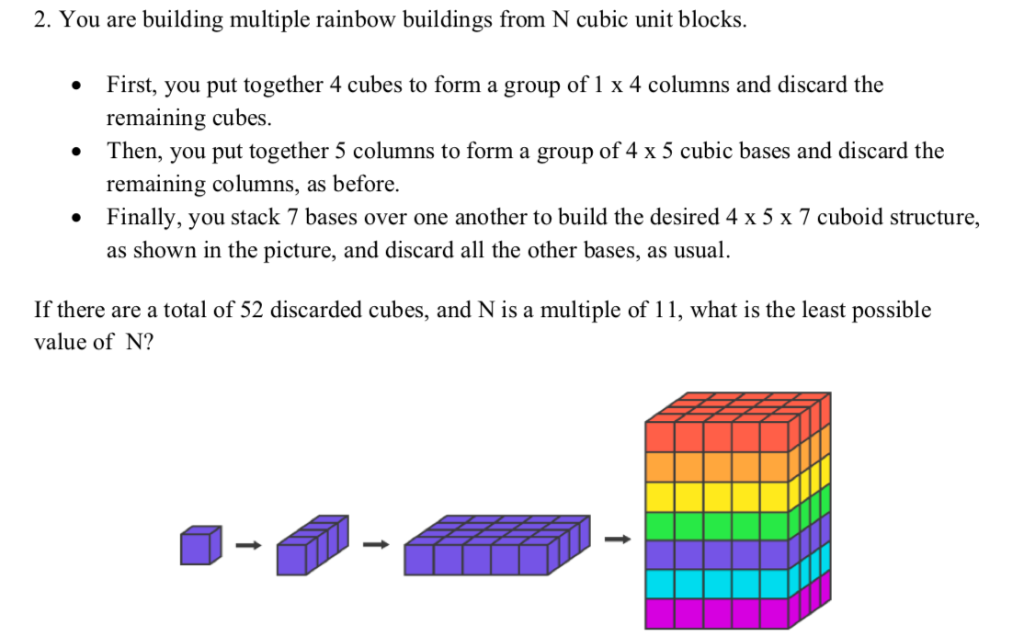 2. You are building multiple rainbow buildings from N | Chegg.com