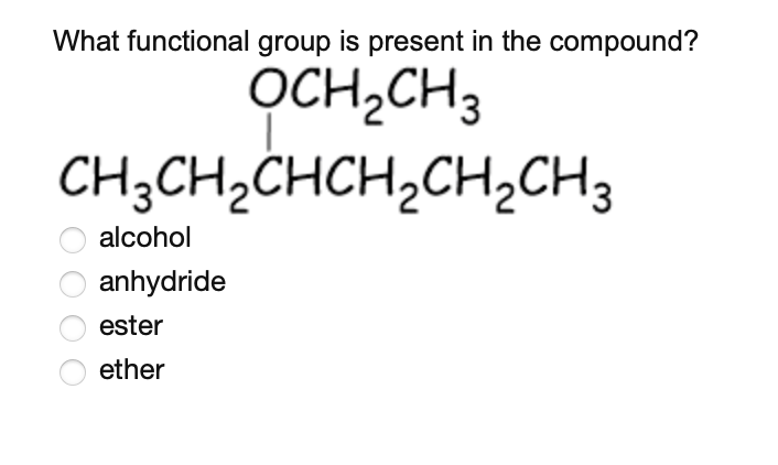 Solved What functional group is present in the compound? | Chegg.com