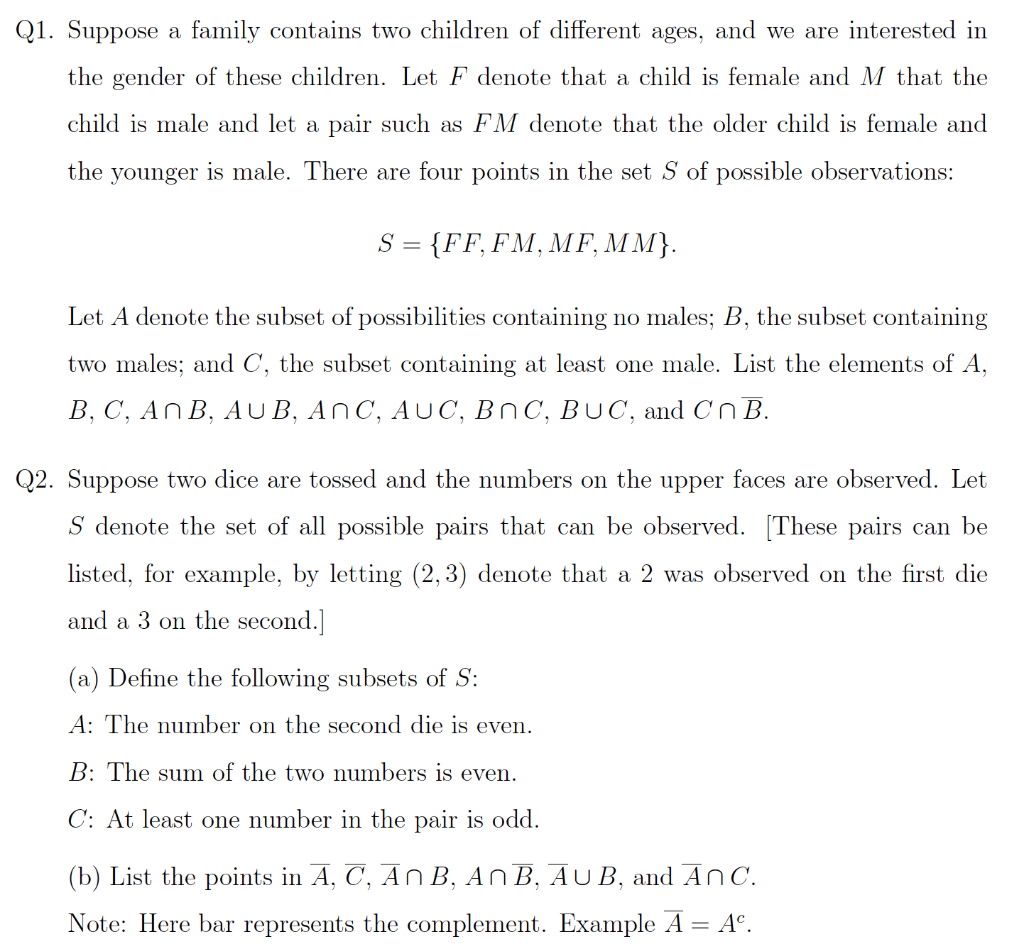 Solved Q1. Suppose a family contains two children of | Chegg.com
