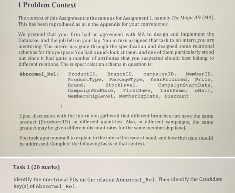 Solved 1 Problem Context The context of this Assignment is | Chegg.com