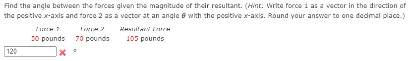 Solved Find the angle between the forces given the magnitude | Chegg.com
