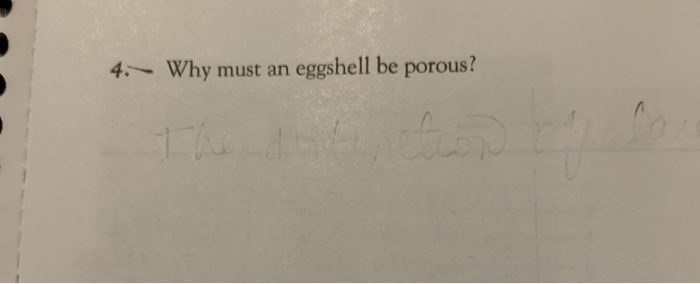 Solved 4. Why must an eggshell be porous? | Chegg.com
