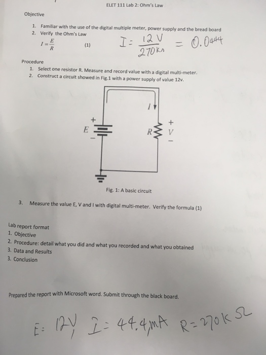 Solved ELET 111 Lab 1: Resisters Objective .Familiar with | Chegg.com