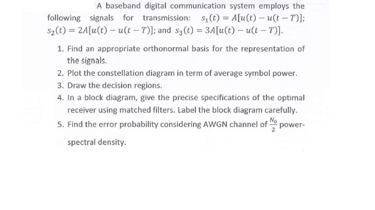 Solved A baseband digital communication system employs the | Chegg.com