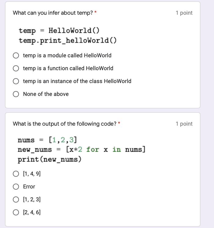 Solved What can you infer about temp? * 1 point temp = | Chegg.com
