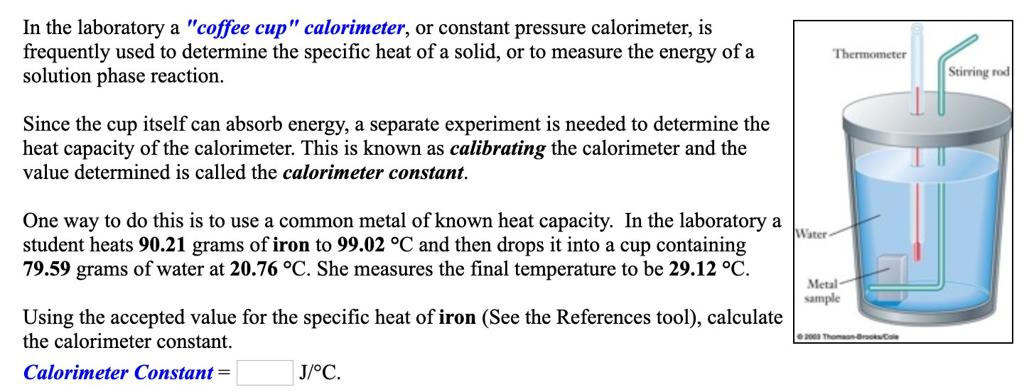 Solved In the laboratory a "coffee cup" calorimeter, or | Chegg.com