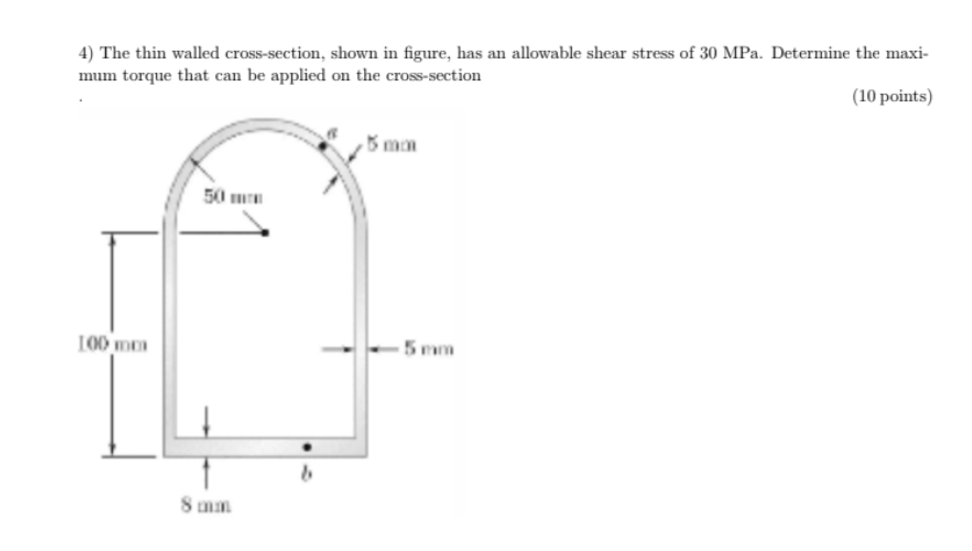 Solved 4 The Thin Walled Cross Section Shown In Figure