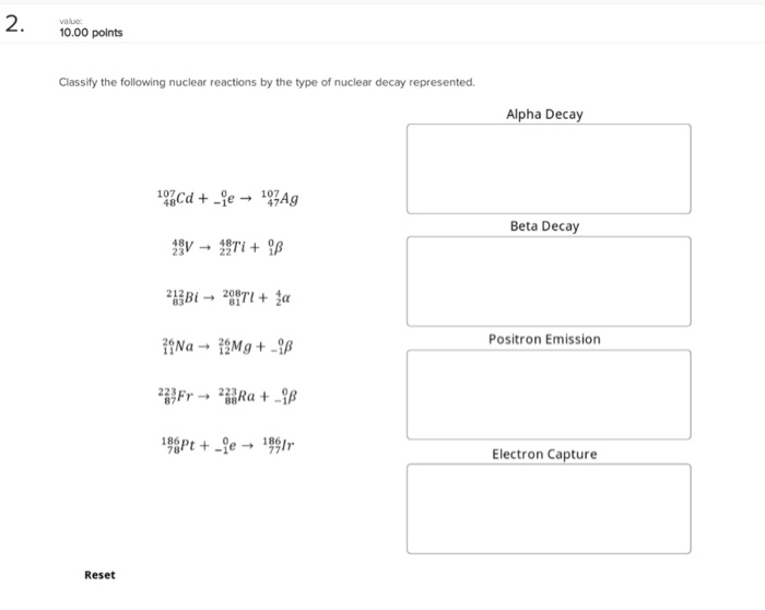 Solved 2. 1000 points Classify the following nuclear | Chegg.com