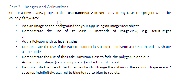 Solved Part 2 - Images and Animations Create a new JavaFX | Chegg.com