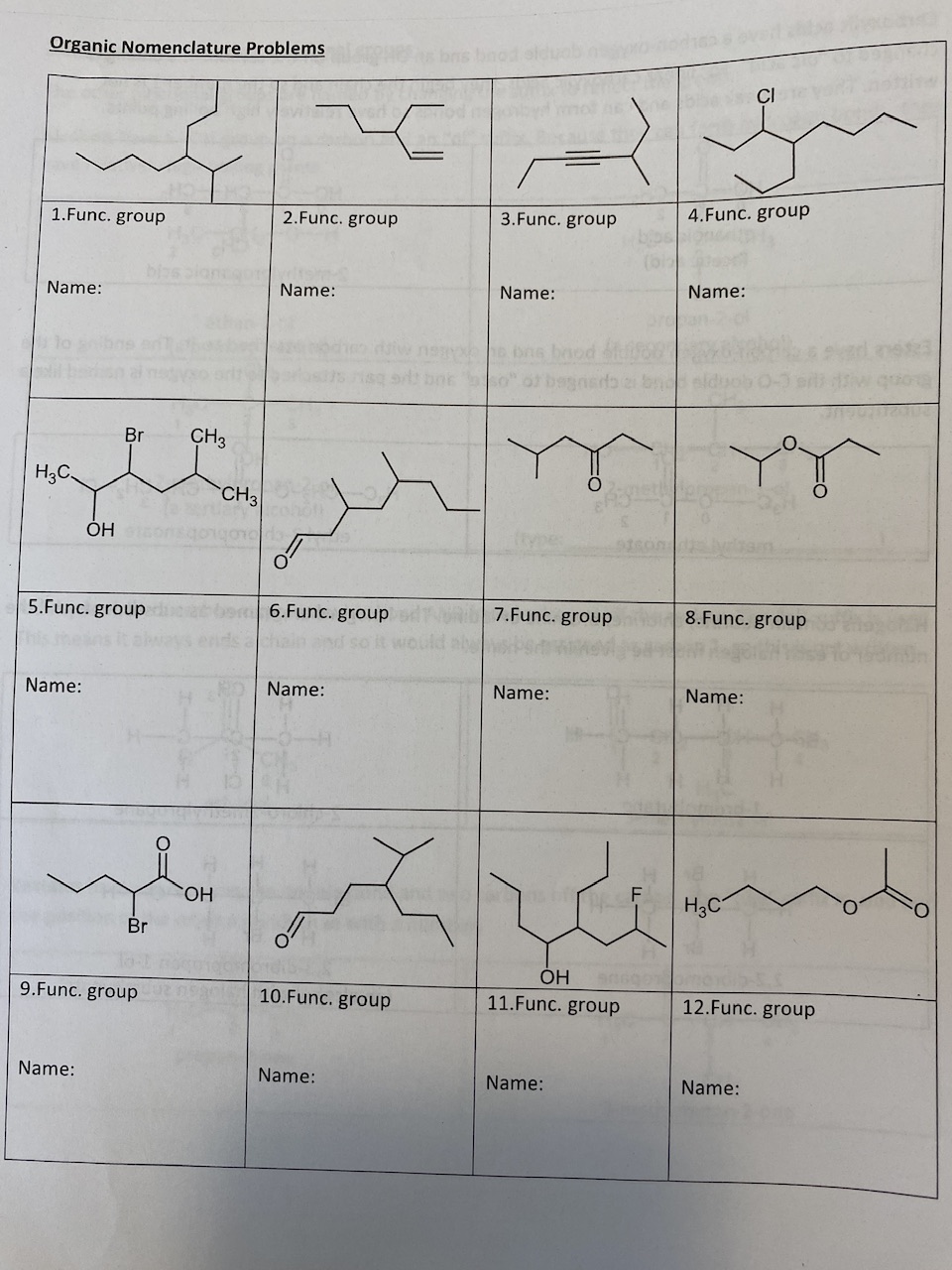 Solved Organic Nomenclature Problems | Chegg.com