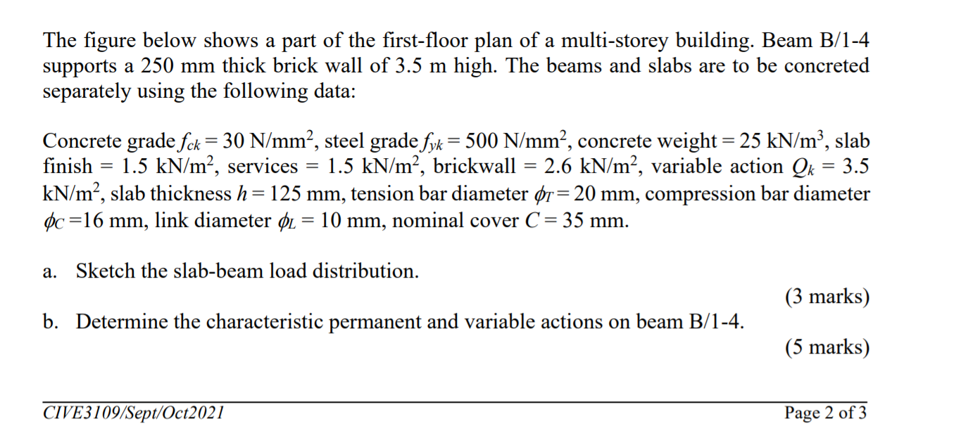 Solved The figure below shows a part of the first floor plan | Chegg.com