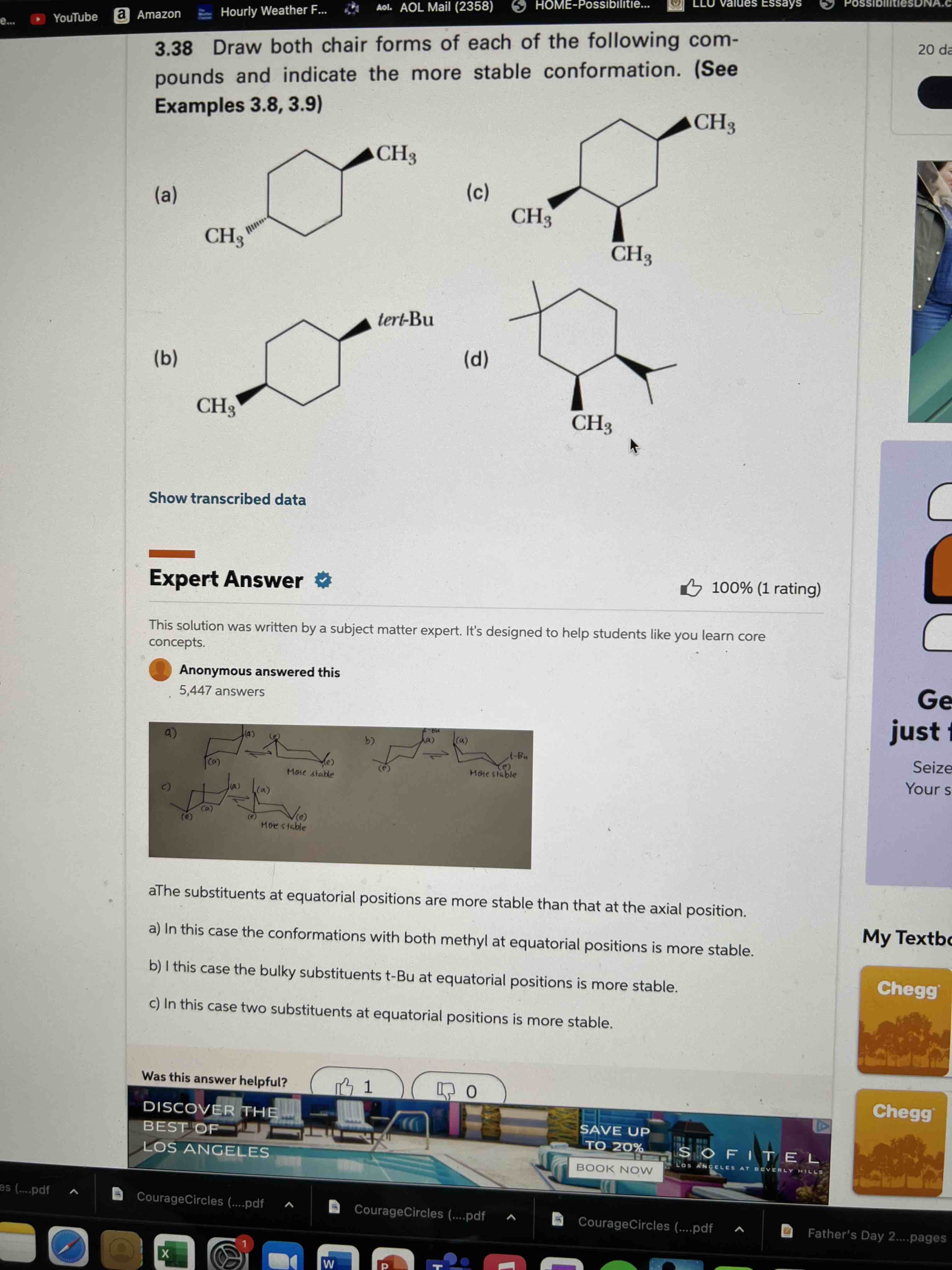 Solved draw both chair forms of each of the following | Chegg.com
