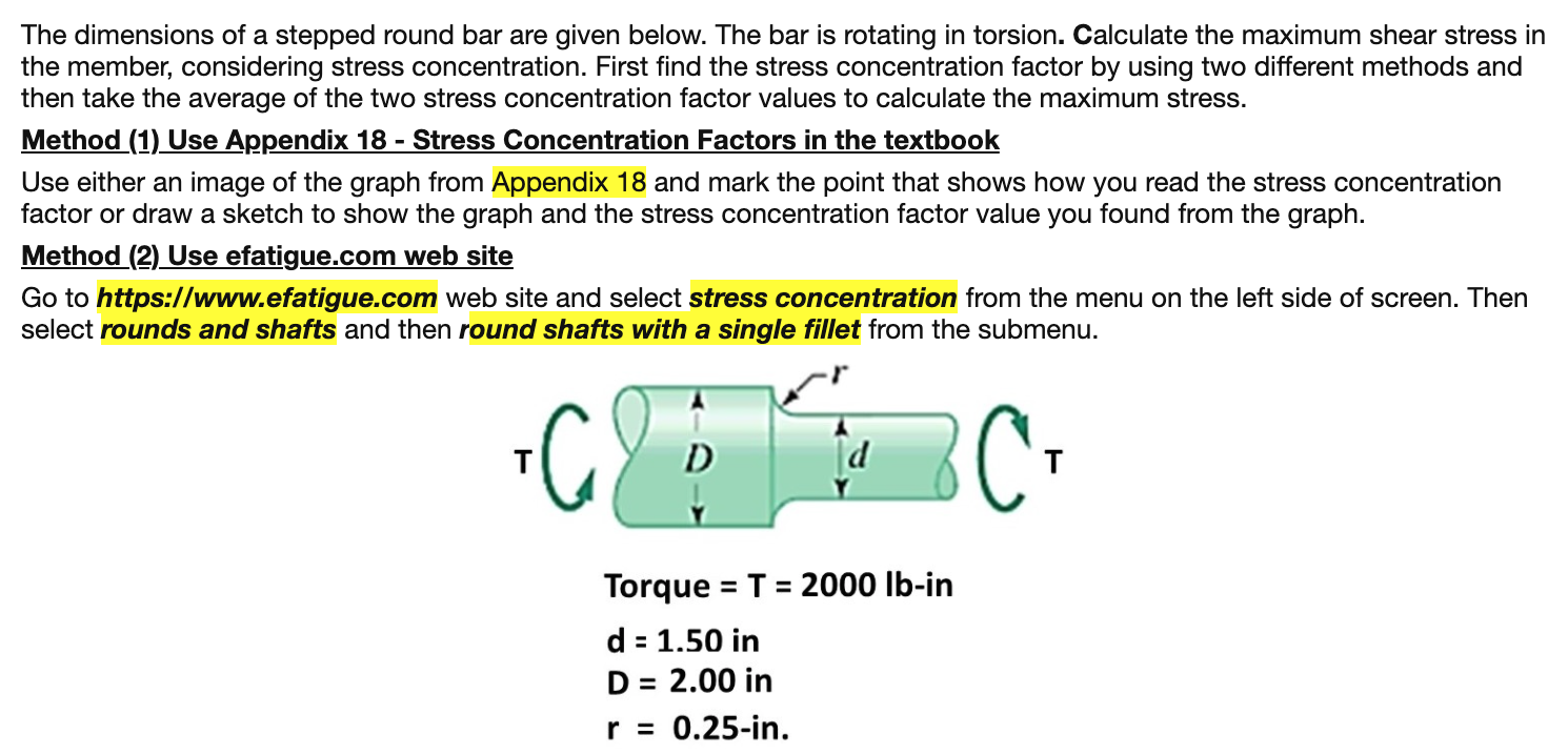 Solved The dimensions of a stepped round bar are given | Chegg.com