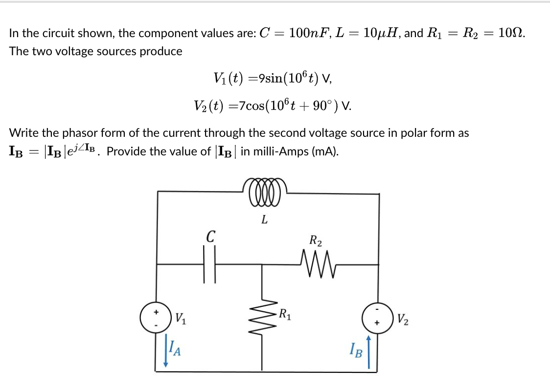 Solved In the circuit shown, the component values are: | Chegg.com