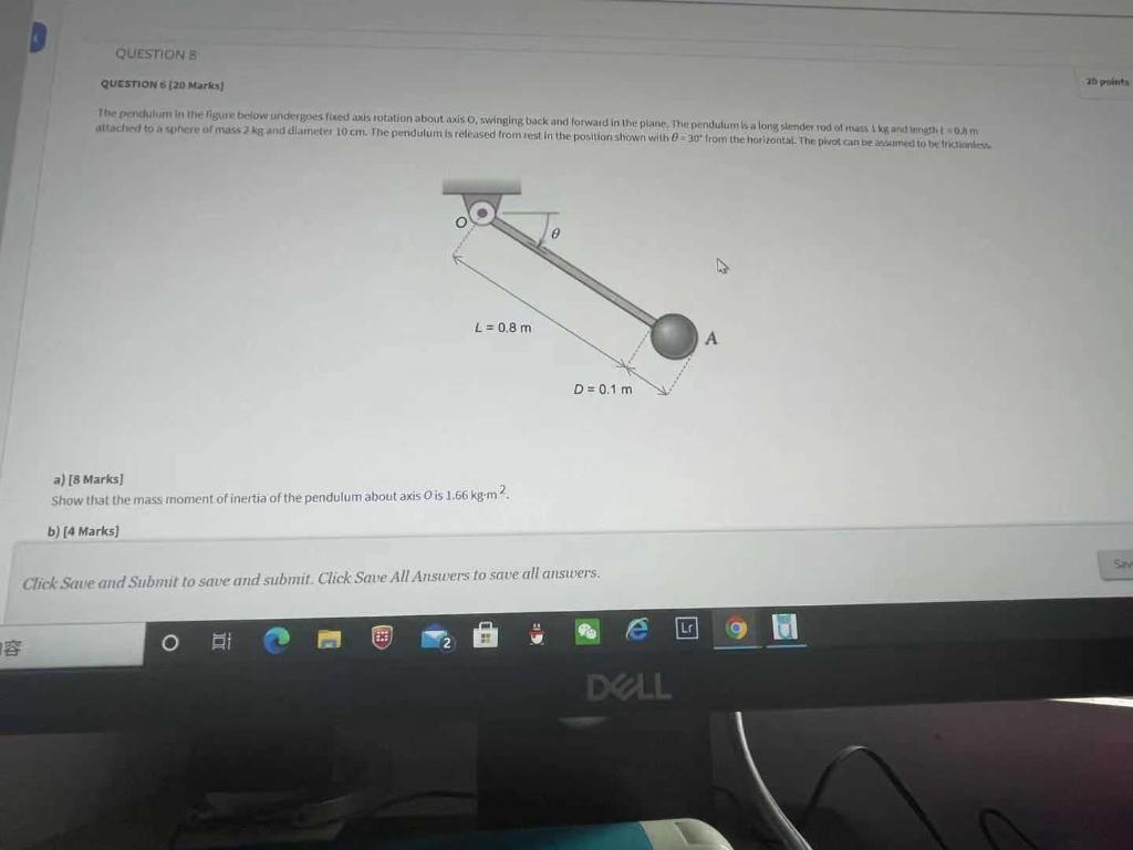 Solved QUESTIONS QUESTIONS (20 Marks 20 points The pendulum | Chegg.com
