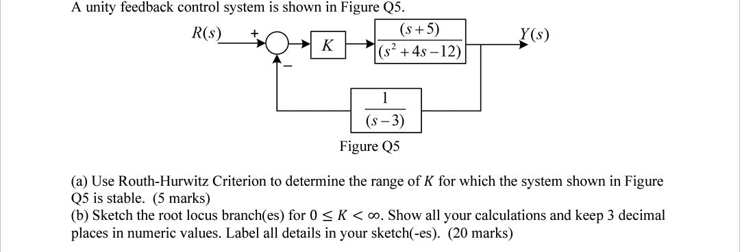 Solved (a) Use Routh-Hurwitz Criterion to determine the | Chegg.com