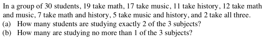 Solved In a group of 30 students, 19 take math, 17 take | Chegg.com
