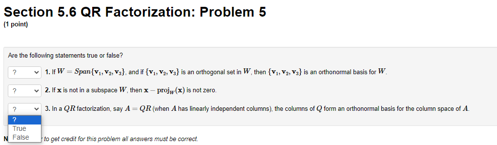 Solved Section 5 6 Qr Factorization Problem 5 1 Point Are