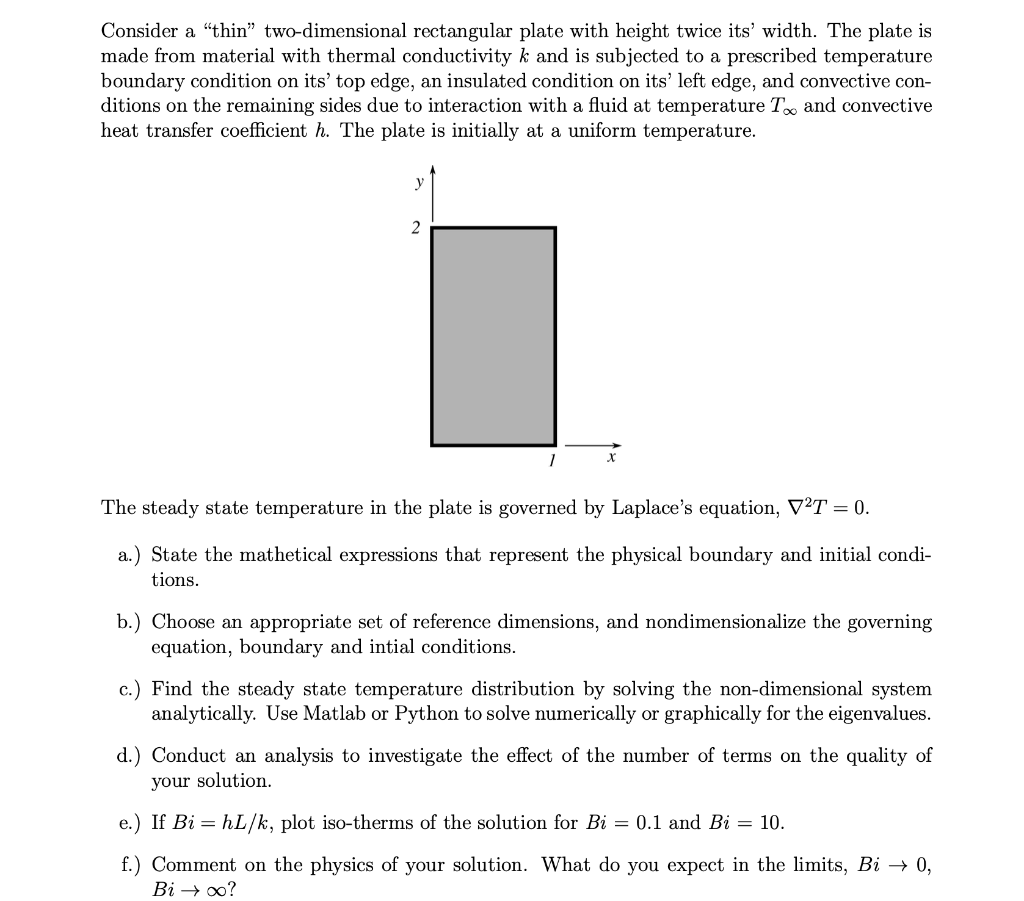 Solved Consider a "thin" two-dimensional rectangular plate | Chegg.com