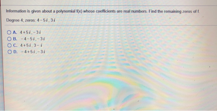 Solved Information Is Given About A Polynomial Fx Whose 5174