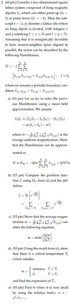 Solved 2. (60 pts) Consider a two-dimensional square lattice | Chegg.com