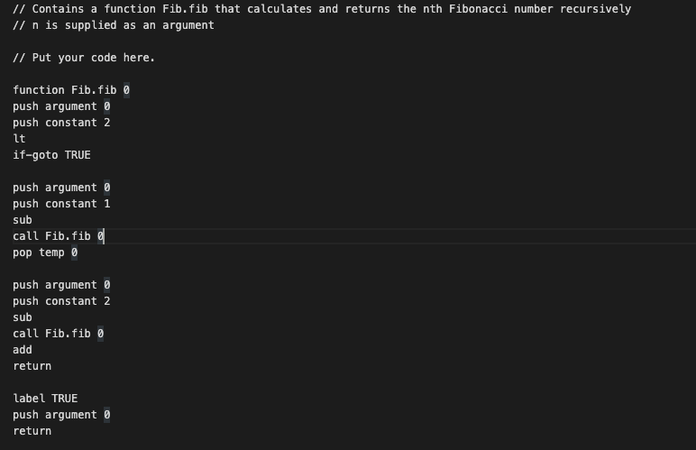 Solved Correct the Fib.vm that is provided below to pass the | Chegg.com