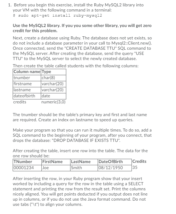 1. Before you begin this exercise, install the Ruby | Chegg.com