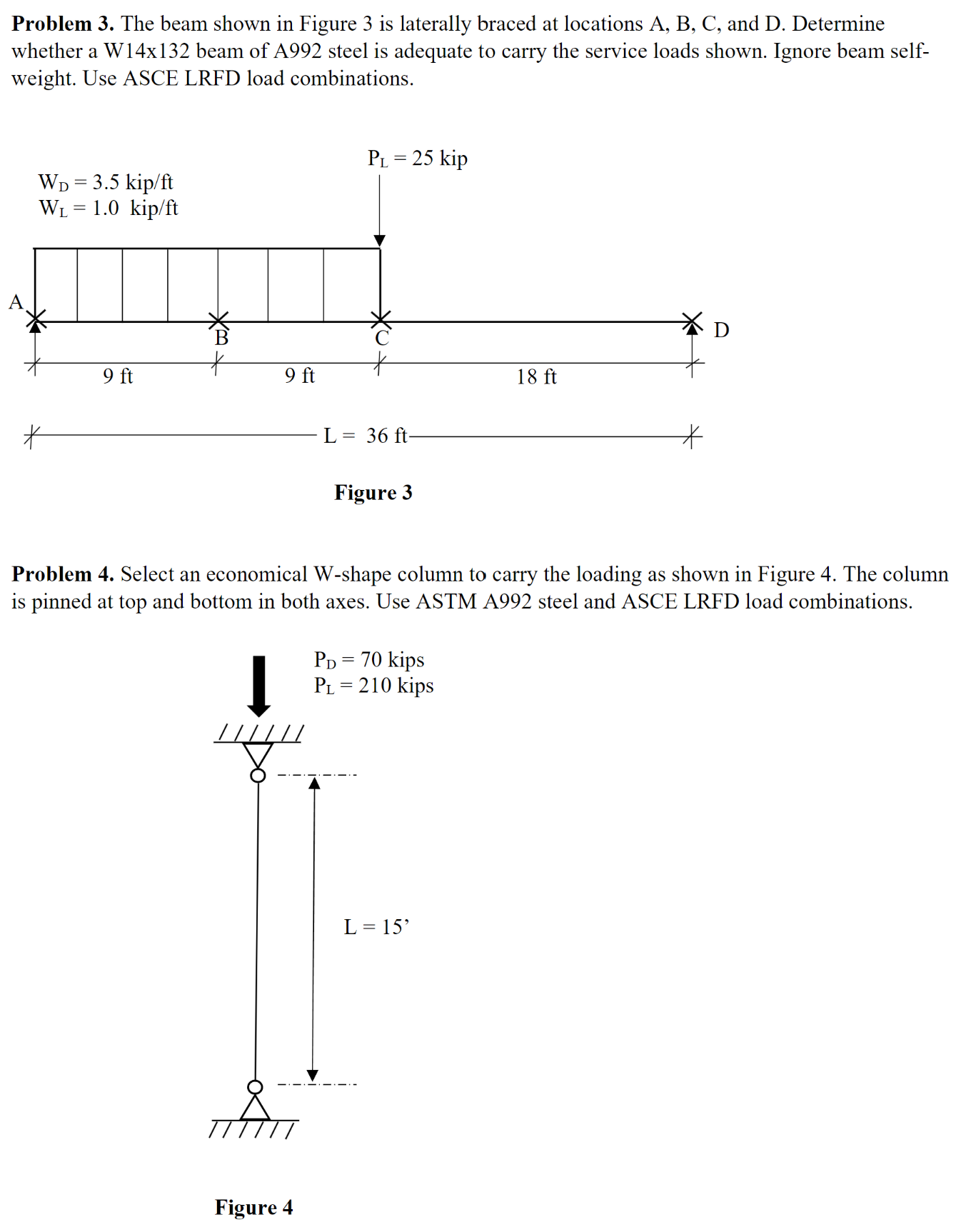 Solved Problem 3. The beam shown in Figure 3 is laterally | Chegg.com
