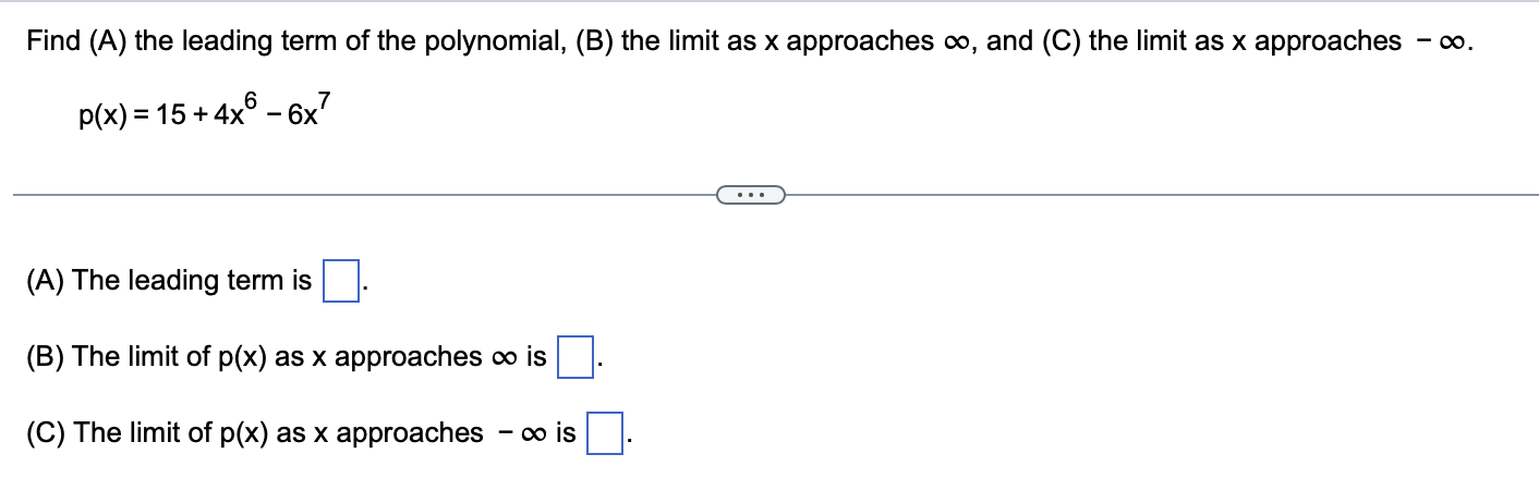Solved Find (A) ﻿the leading term of the polynomial, (B) | Chegg.com
