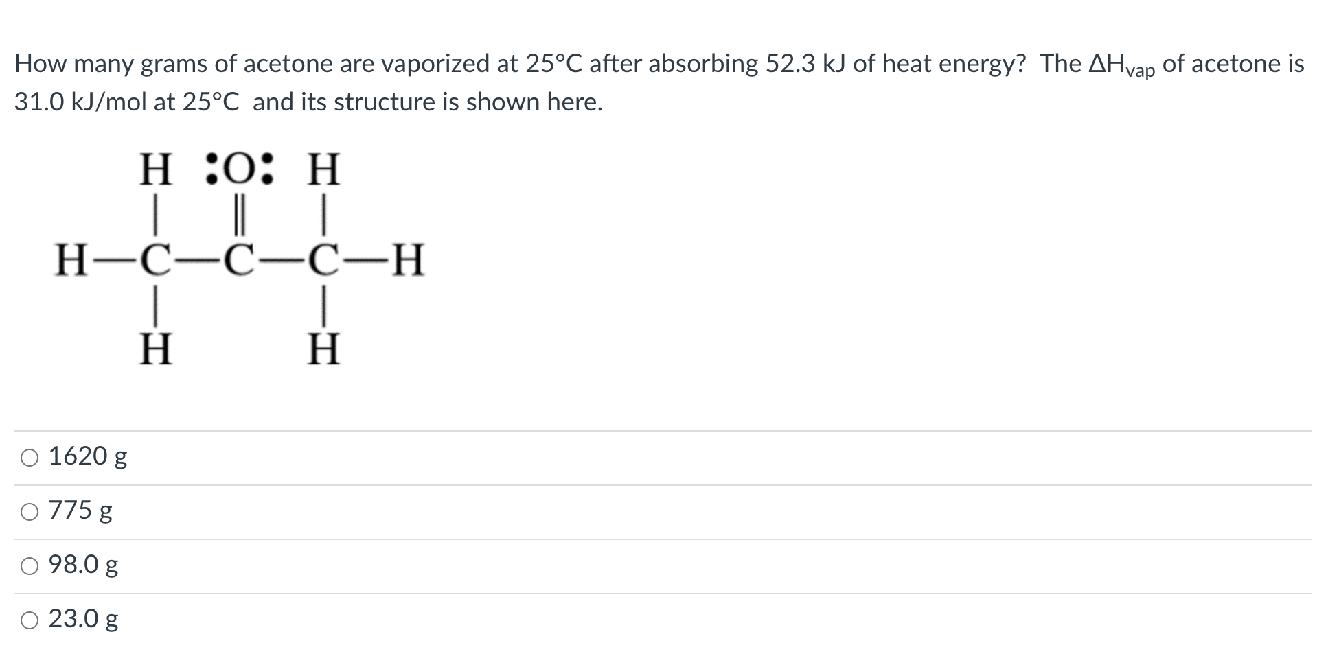 Solved How many grams of acetone are vaporized at 25∘C after | Chegg.com