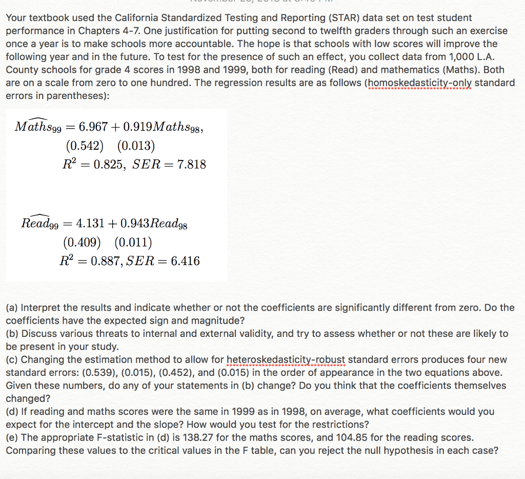 Your textbook used the California Standardized | Chegg.com