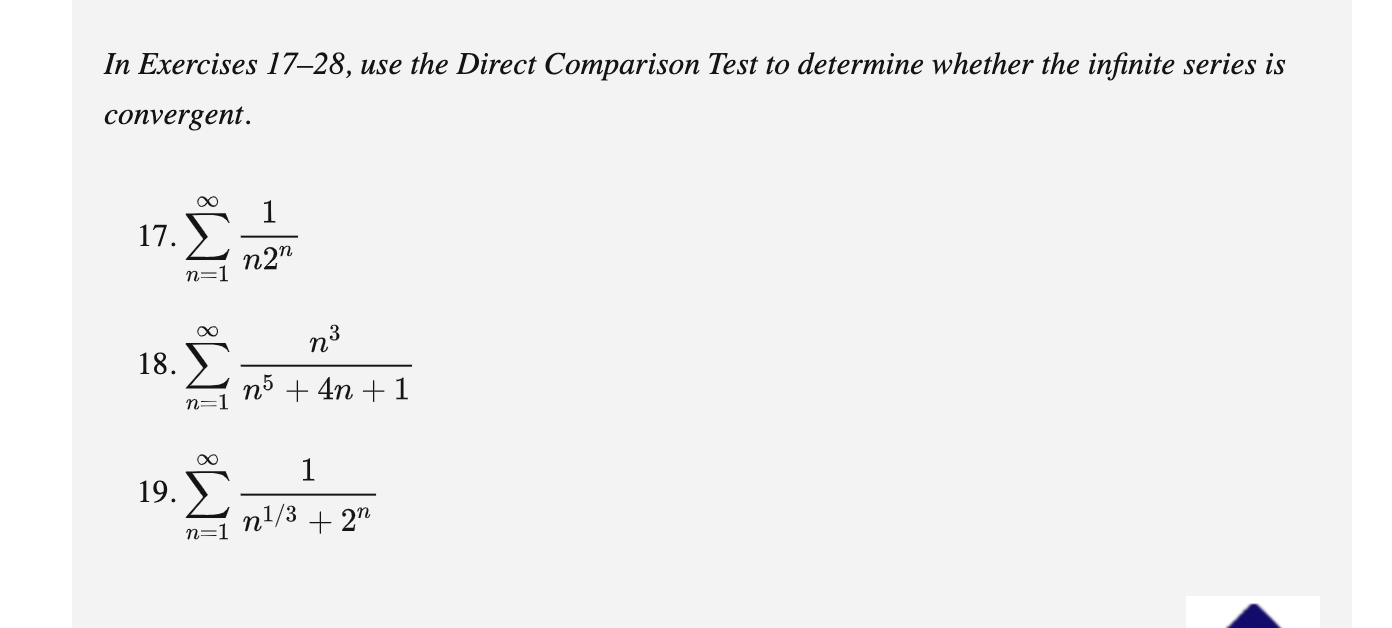 Solved In Exercises 17–28, use the Direct Comparison Test to | Chegg.com