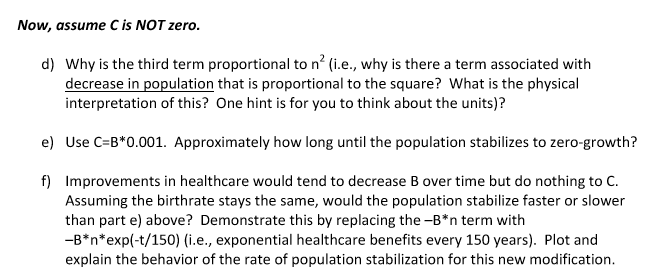 Solved #1) Population Growth (adapted from Problem 1.6 in | Chegg.com