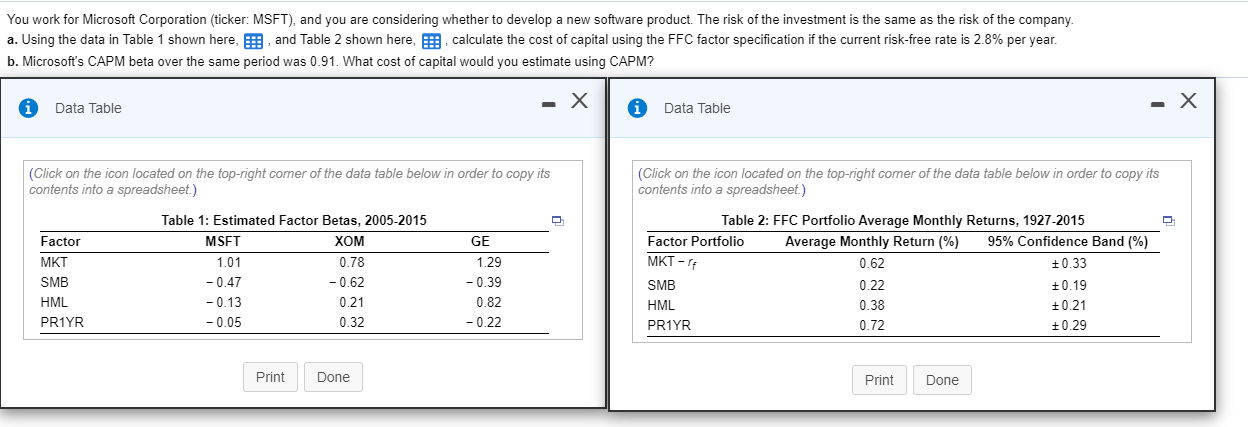 Solved You work for Microsoft Corporation (ticker: MSFT), | Chegg.com
