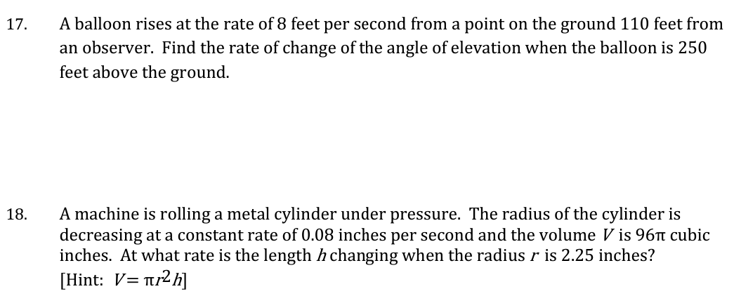 Solved 17. A balloon rises at the rate of 8 feet per second | Chegg.com