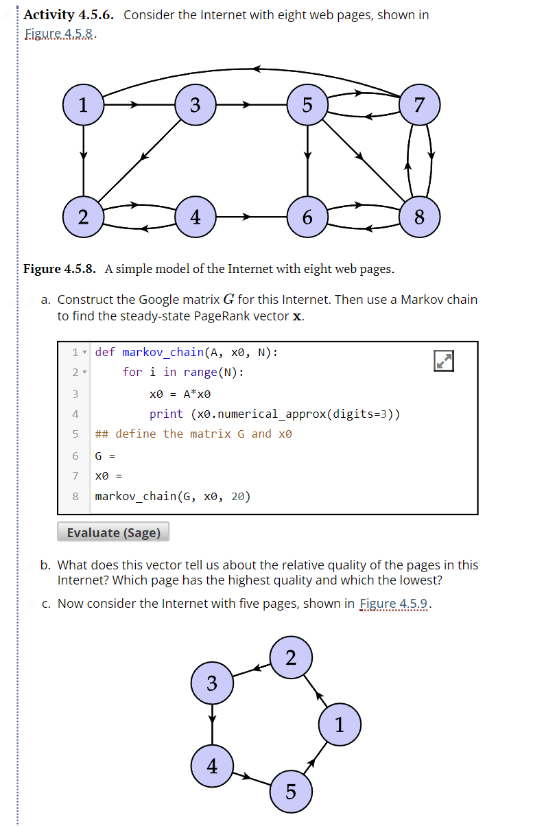 Solved Activity 4.5.6. ﻿Consider the Internet with eight web | Chegg.com