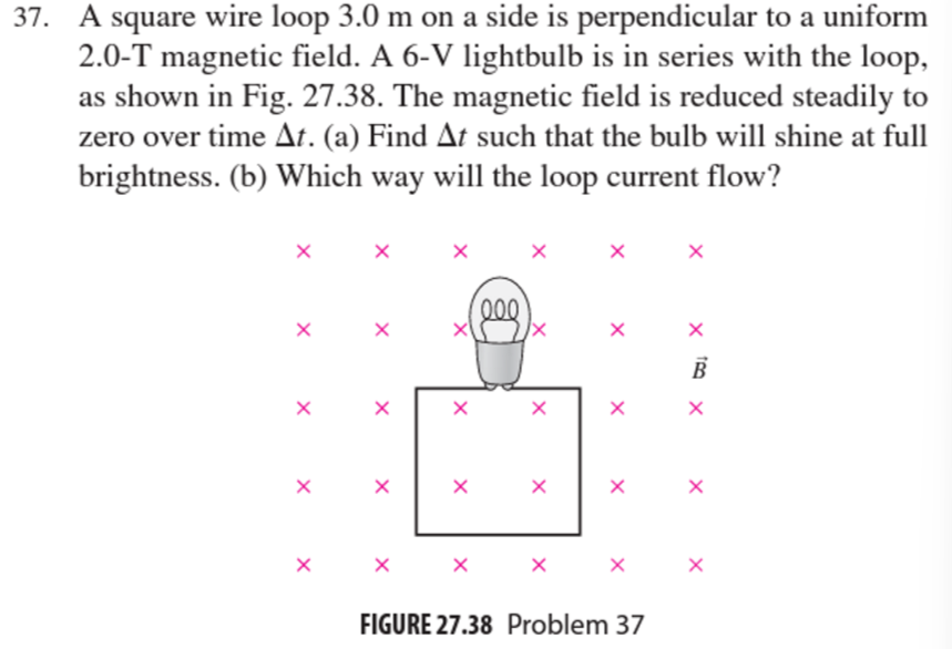 Solved 37. A square wire loop 3.0 m on a side is | Chegg.com