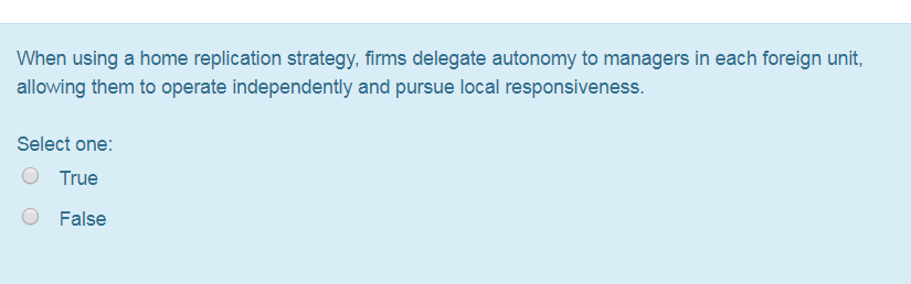 Solved When using a home replication strategy, firms | Chegg.com