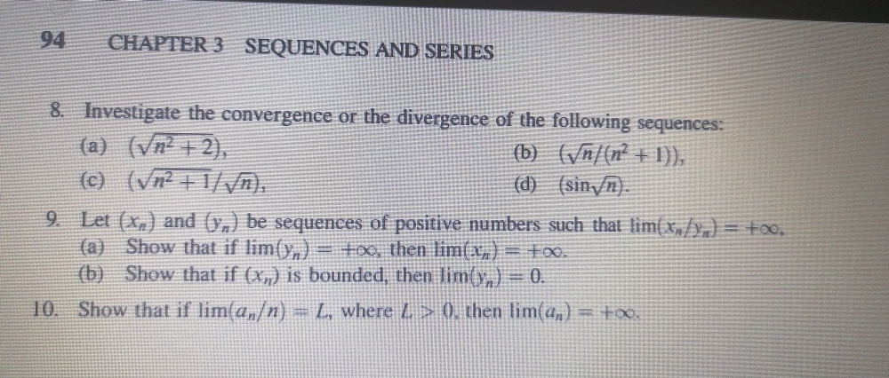 Solved 94 CHAPTER 3 SEQUENCES AND SERIES 8. Investigate the | Chegg.com