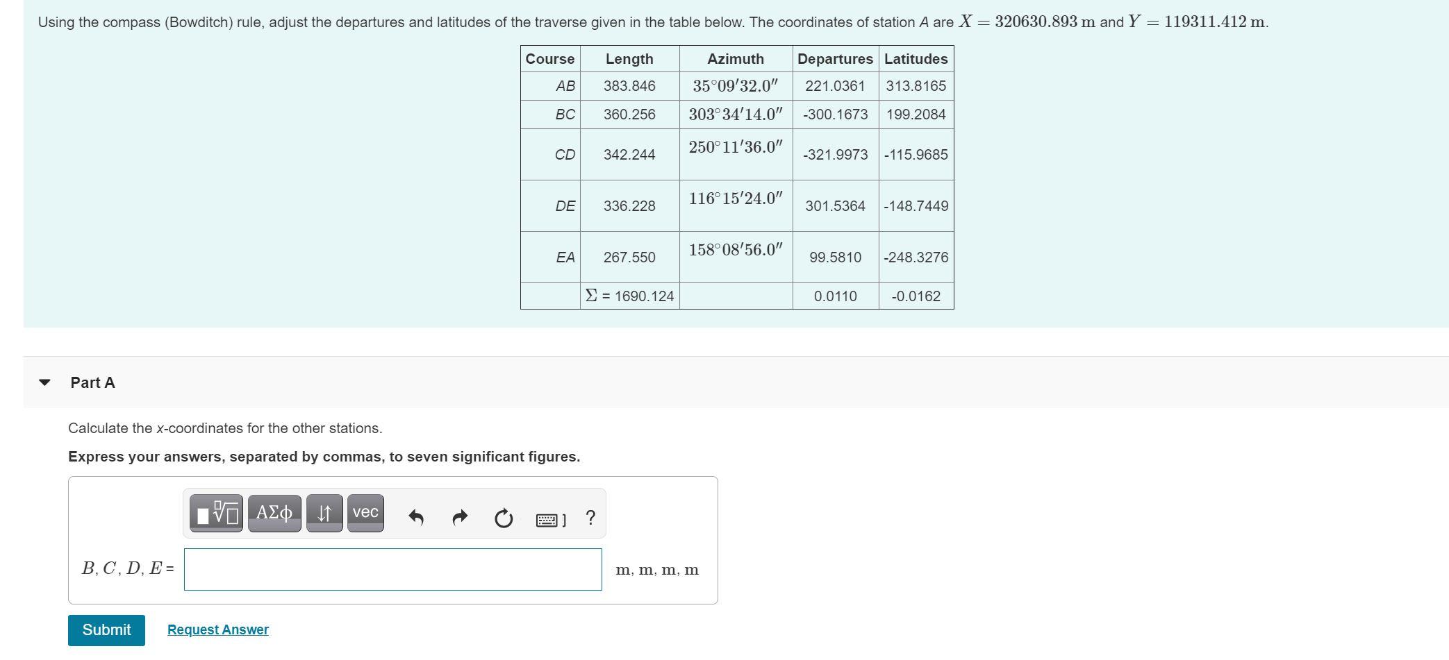 Solved Using the compass (Bowditch) rule, adjust the | Chegg.com